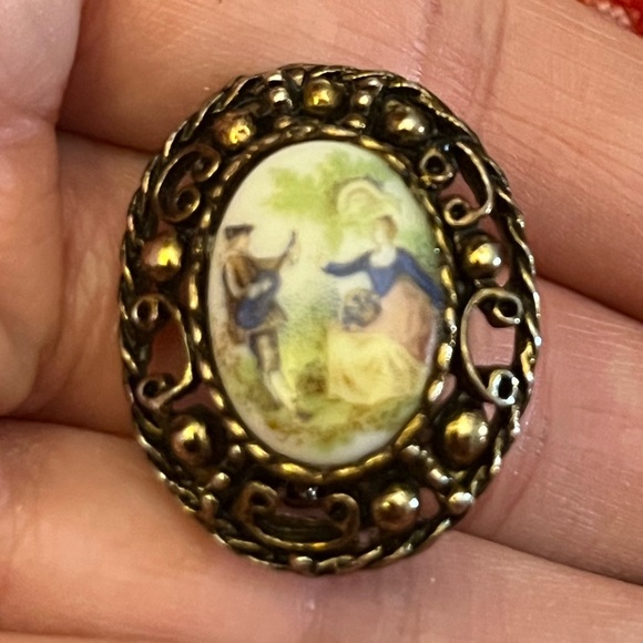 Jewelry | Fragonard Victorian Porcelaincourting Scene Pin Brooch | Poshmark